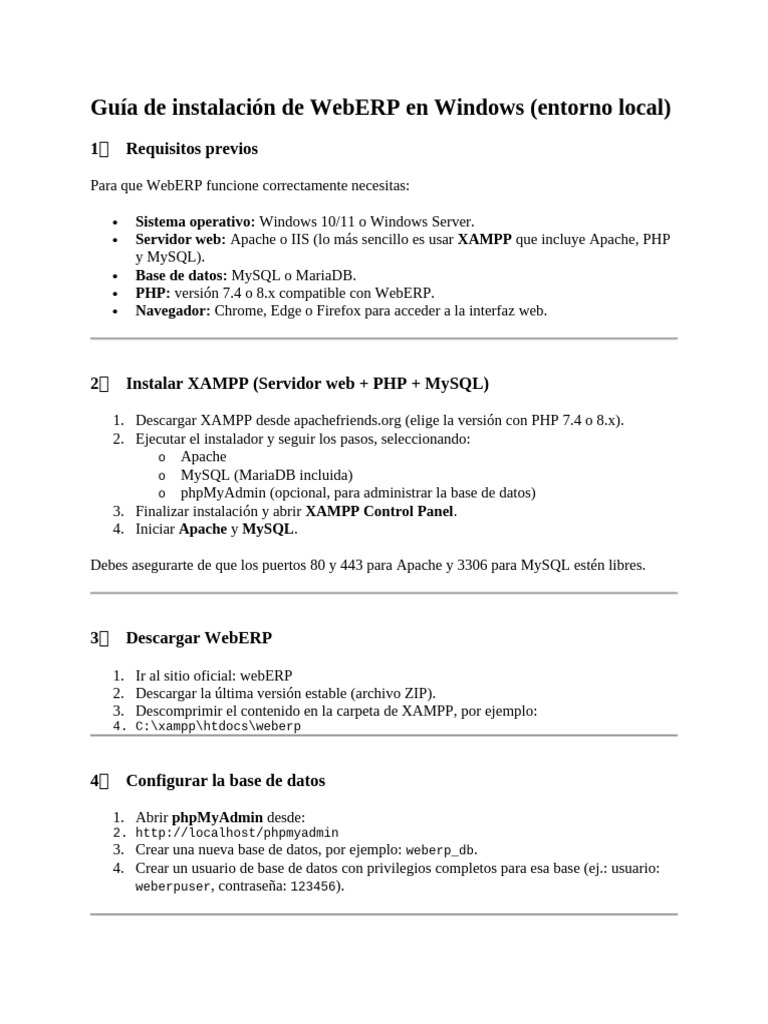 Instalar WebERP en Windows Localmente | PDF | Mi sql | Php