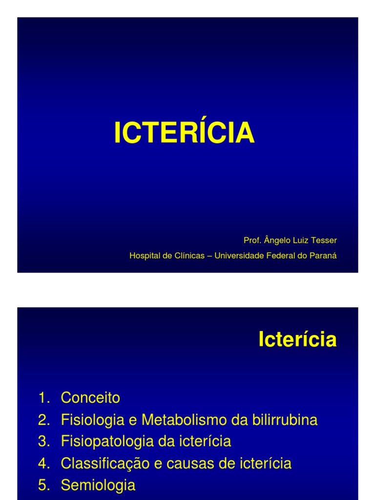Icterícia: Prof. Ângelo Luiz Tesser Hospital de Clínicas - Universidade ...