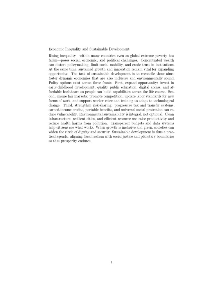 Economic Inequality and Sustainable Development | PDF