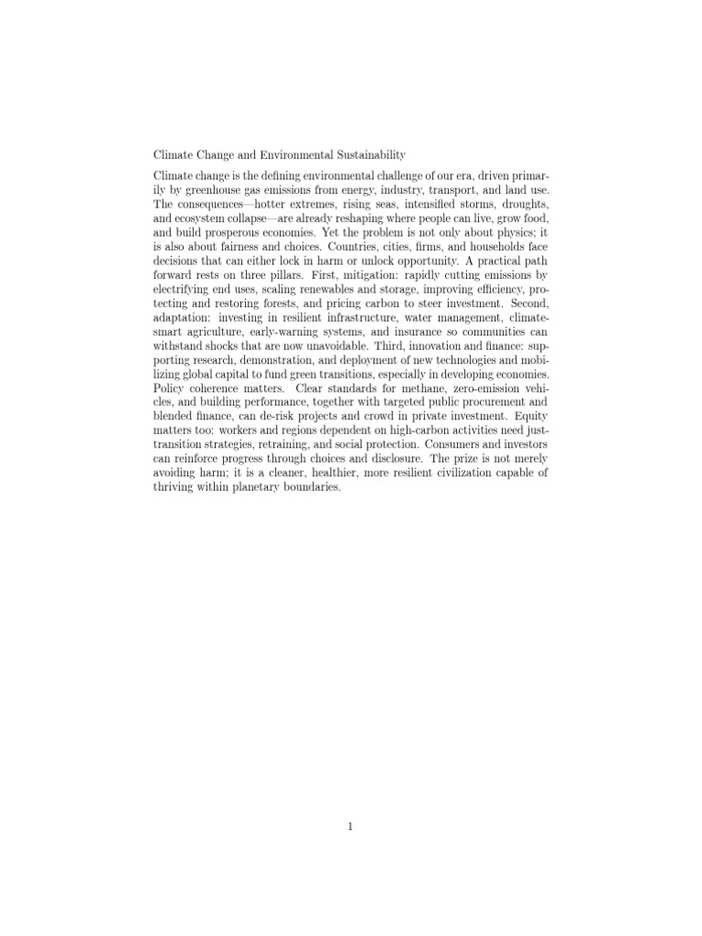 Climate Change and Environmental Sustainability | PDF