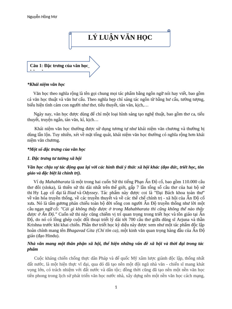 Ly Luan Van Hoc Nguyen Hong Mo 2020 | PDF