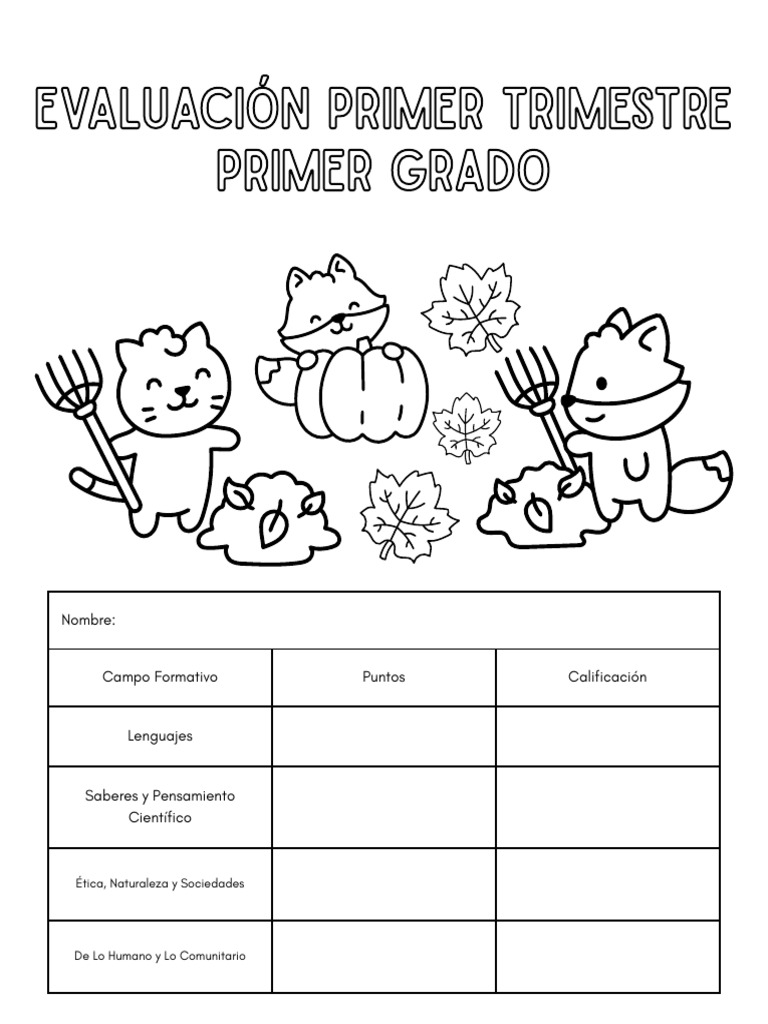 Evaluación Primer Trimestre 1° Grado | PDF
