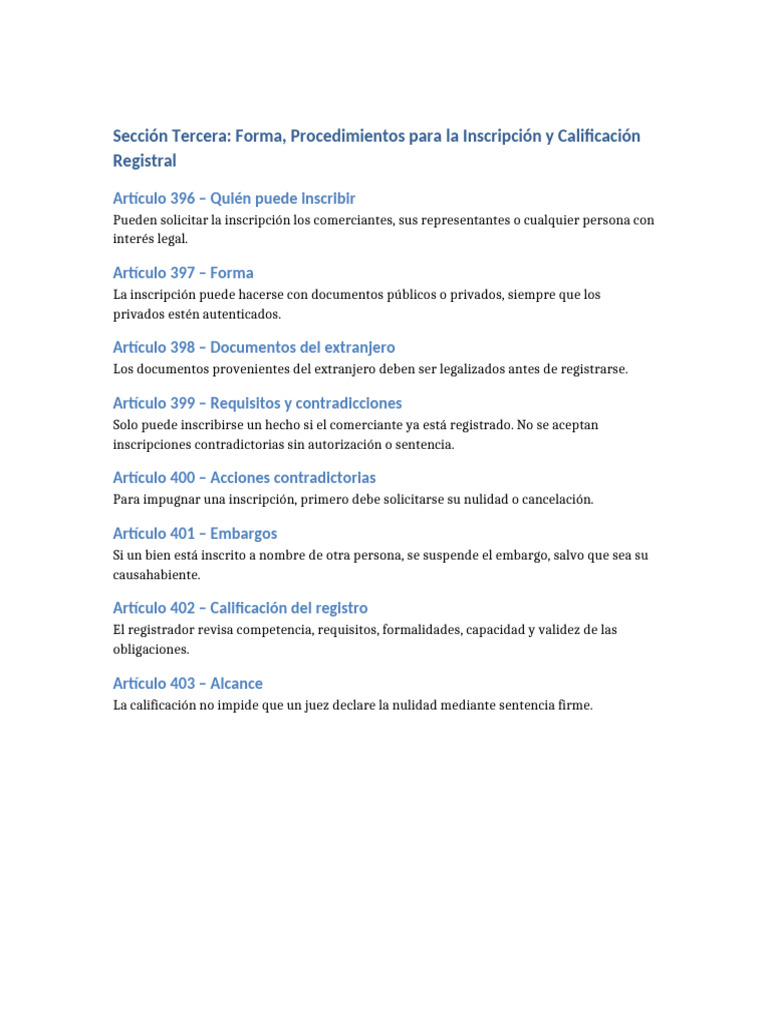 Seccion Tercera Inscripcion Calificacion Registral APA | PDF