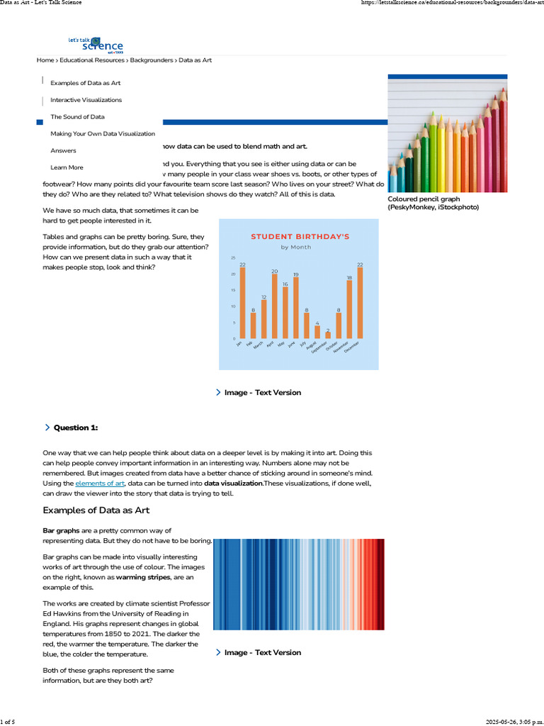 Data As Art - Let's Talk Science | PDF | Infographics