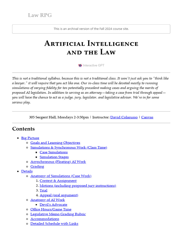 AI and Law: Interactive Simulations Course | PDF | Artificial ...