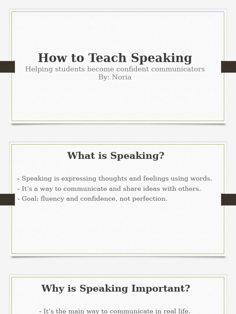 Effective Strategies for Teaching Speaking | PDF