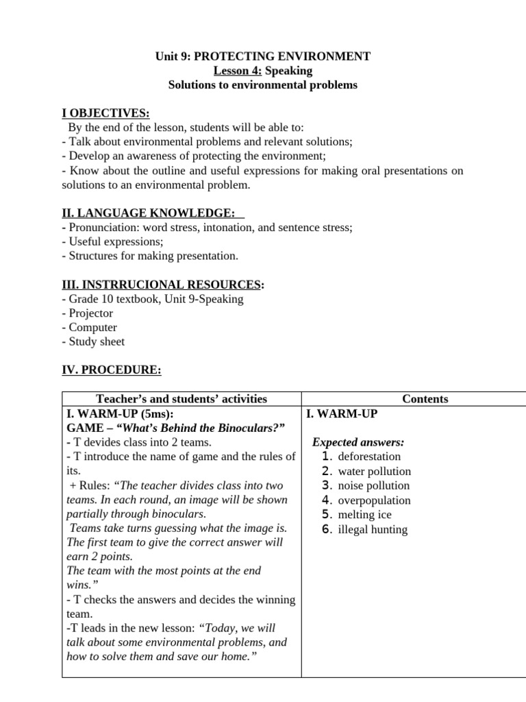 Lesson Plan - Unit 9-Speaking | PDF | Cognition | Human Communication