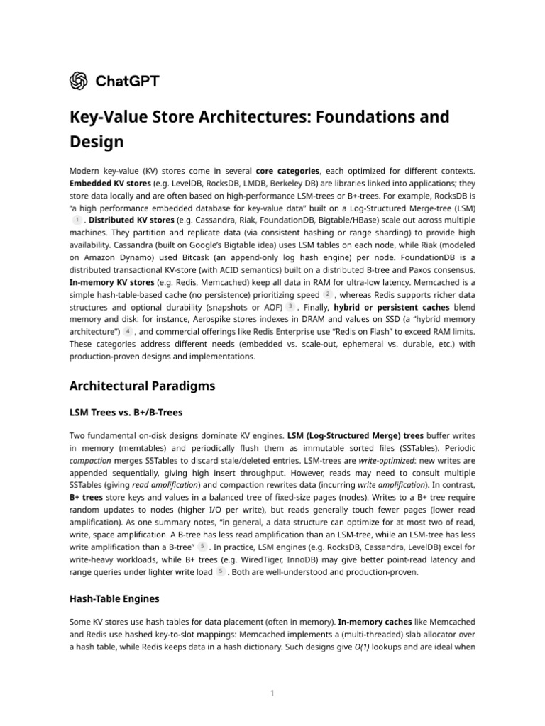 Key-Value Store Architectures_ Foundations and Design | PDF | Cache (Computing) | Database Index