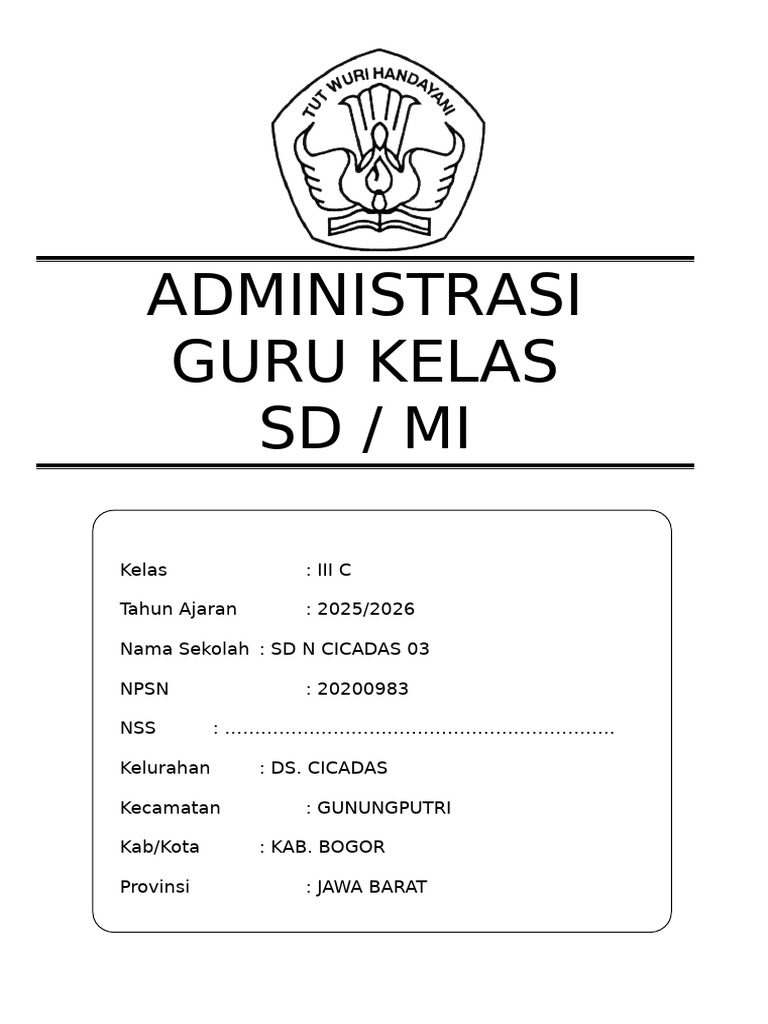 Administrasi Kelas III C SD N Cicadas 03 | PDF