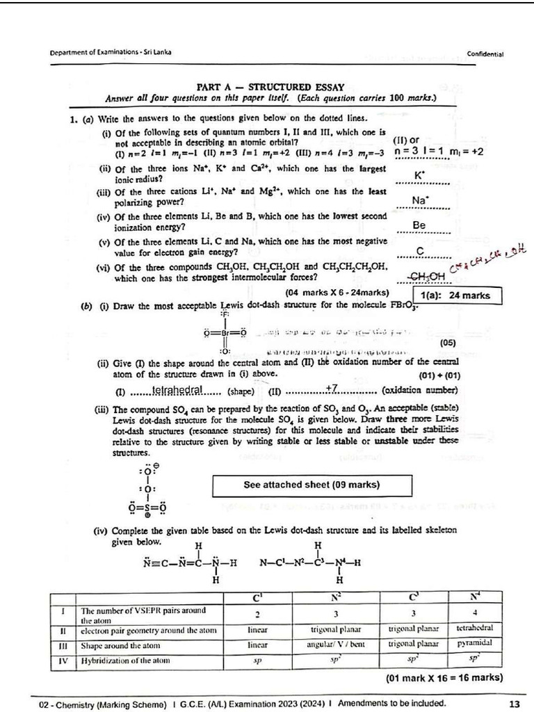 2023 (2024) AL Chemistry Scheme (English) | PDF