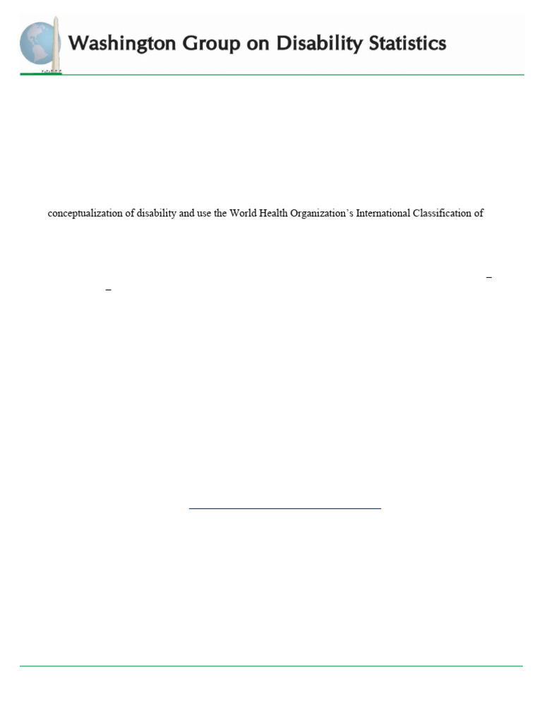 Washington Group Questionnaire 1 - WG Short Set On Functioning | PDF ...