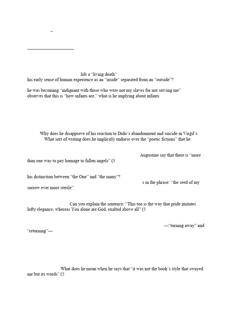 Augustine's Confessions: Key Discussion Questions | PDF | Augustine Of ...