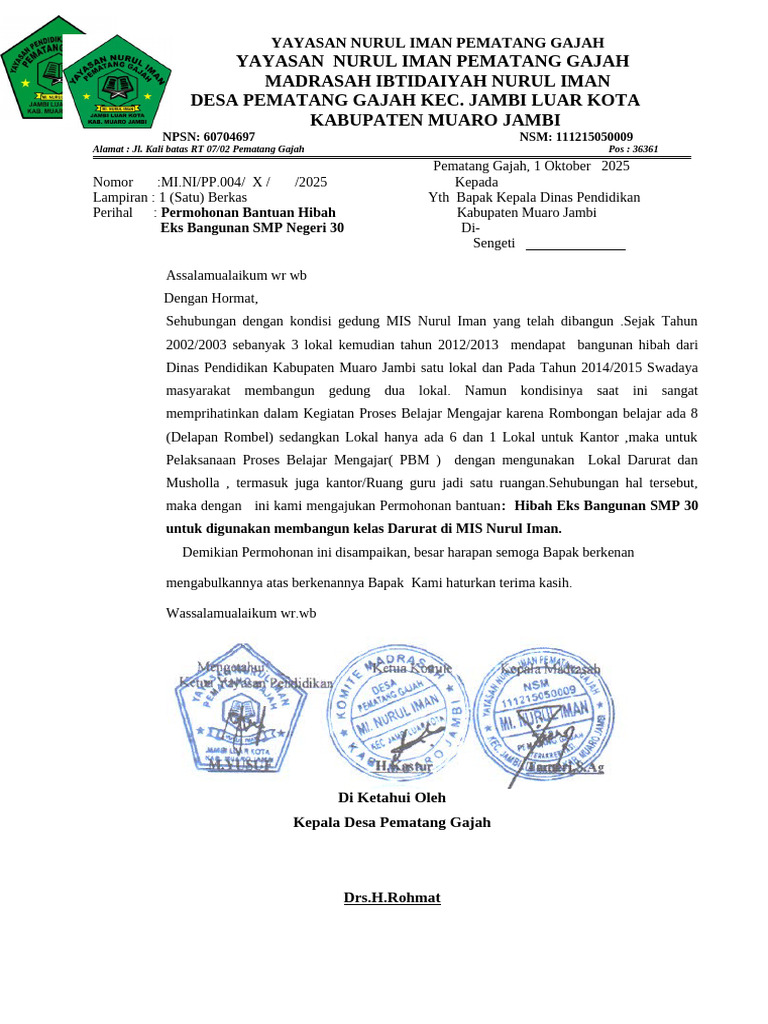 Yayasan Nurul Iman Pematang Gajah | PDF