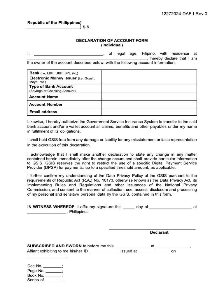 Declaration 1 Form 2 Notary | PDF