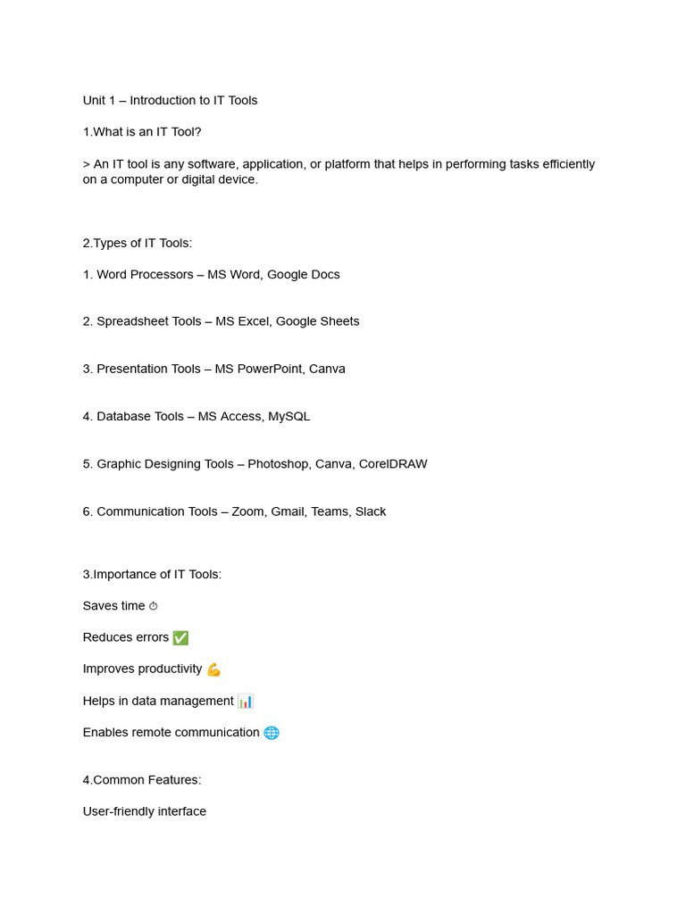 Essential IT Tools Overview Guide | PDF | Operating System | Graphical ...