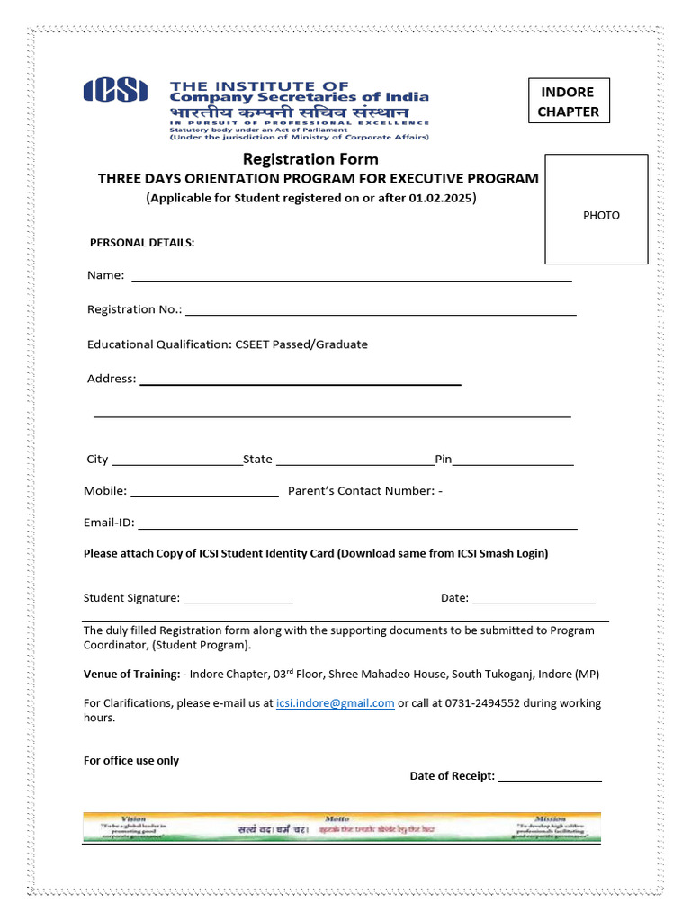 Executive Program Registration Form | PDF