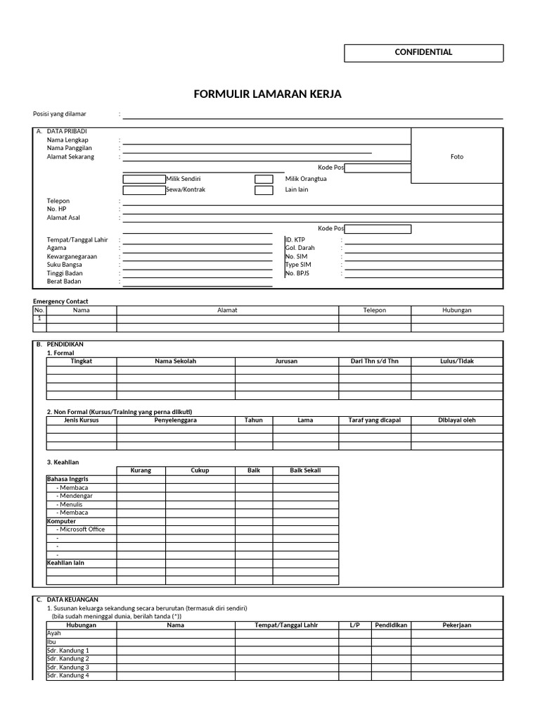 3a.form Calon Karyawan | PDF