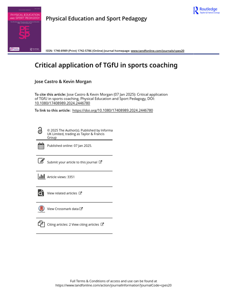 Critical Application of TGfU in Sports Coaching | PDF | Pedagogy | Analysis