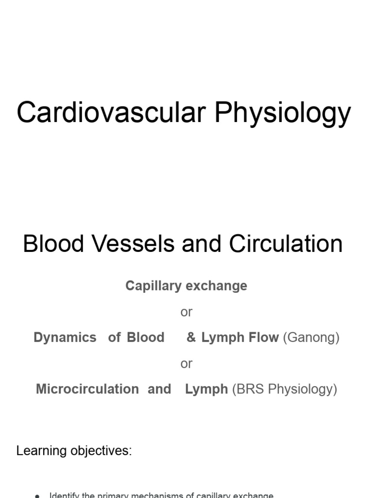 Cardiovascular Physiology | PDF | Capillary | Circulatory System