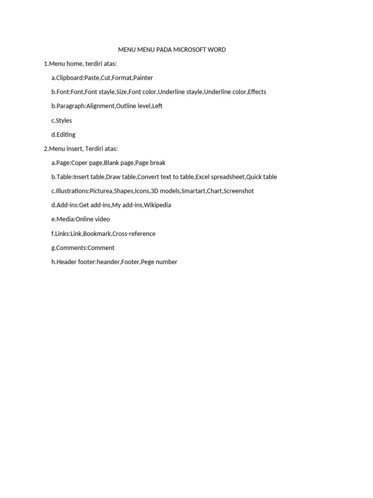 Menu Menu Pada Microsoft Word | PDF