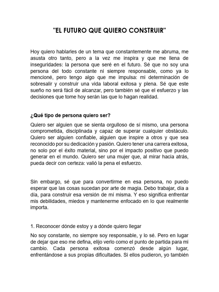 El Futuro Que Quiero Construir | PDF