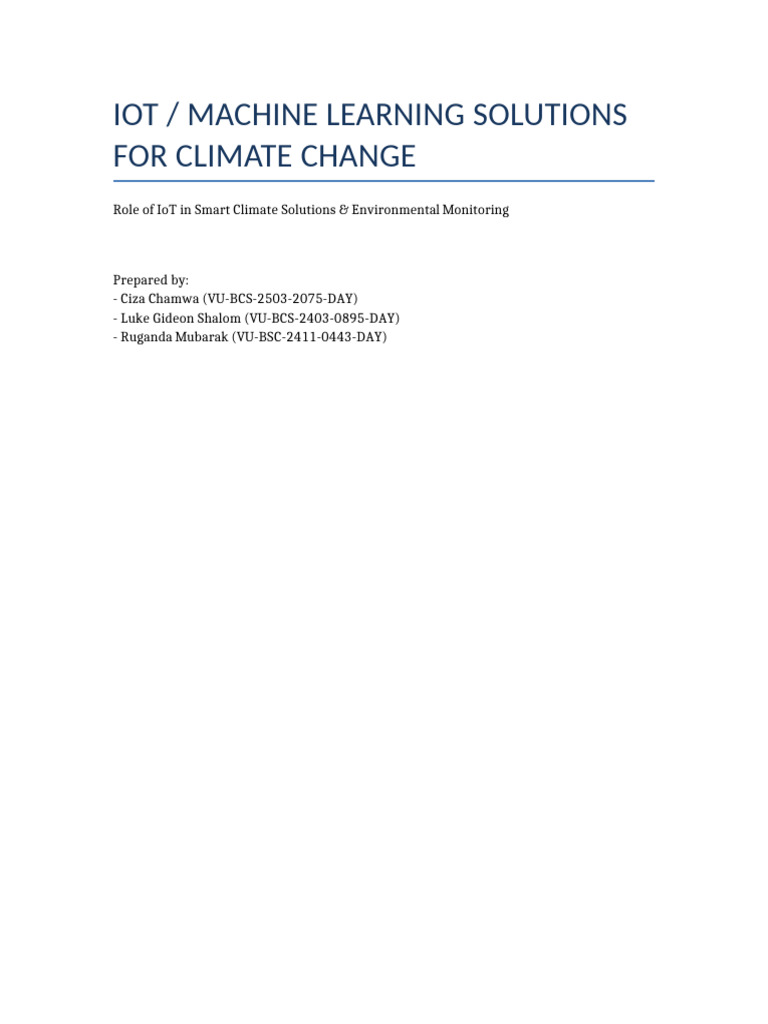 IoT Solutions for Climate Change Monitoring | PDF | Internet Of Things ...