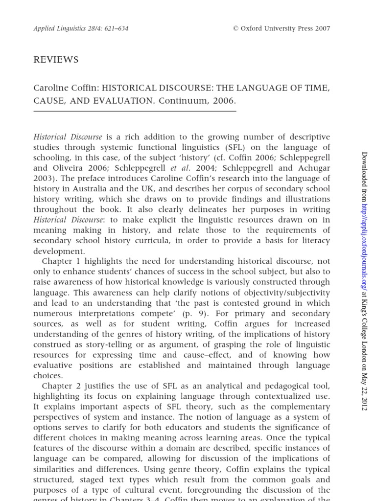 Historical Discourse by Coffin | PDF | Linguistics | Discourse