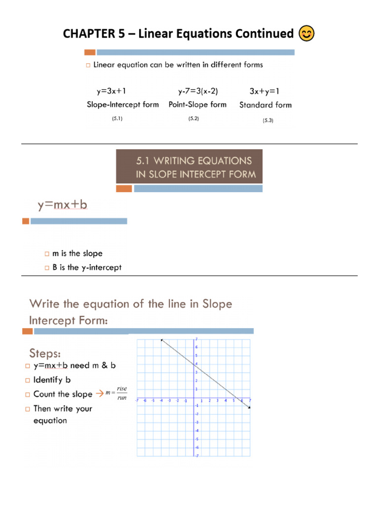 Linear Equations: Chapter 5 Overview | PDF