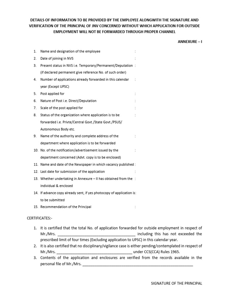 Format For Outside Employment | PDF