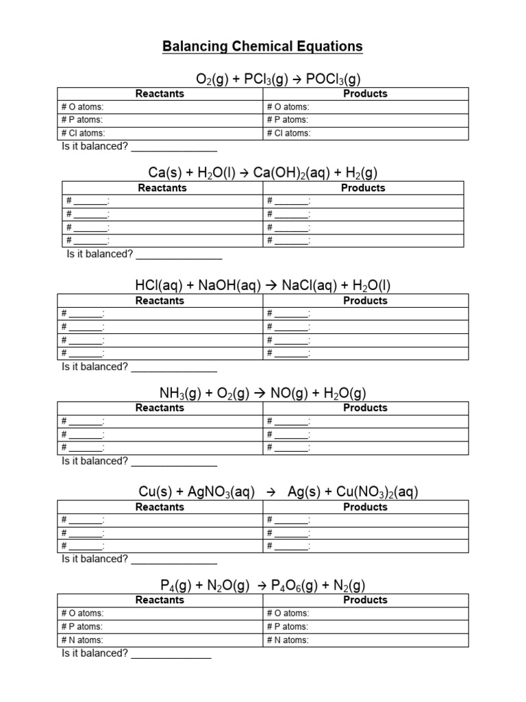 Balancing Eqns | PDF | Chemical Reactions | Unit Processes