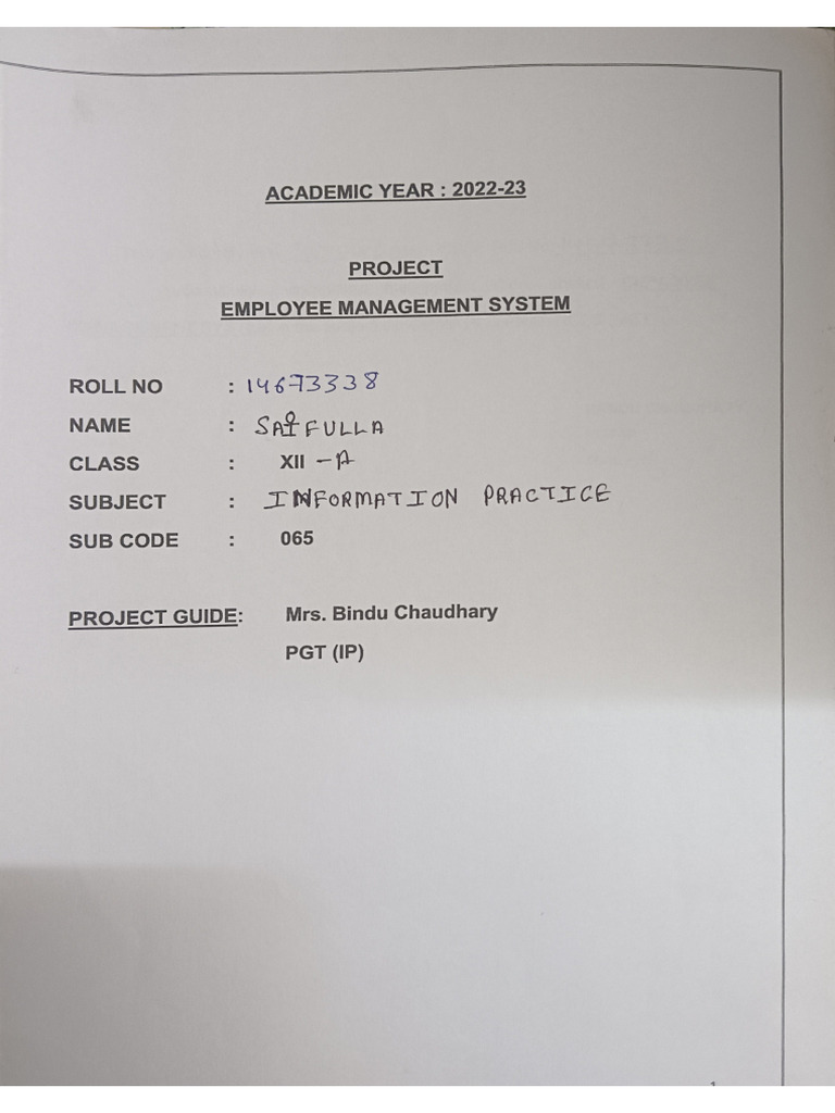 Employee Management System ( Project ) | PDF