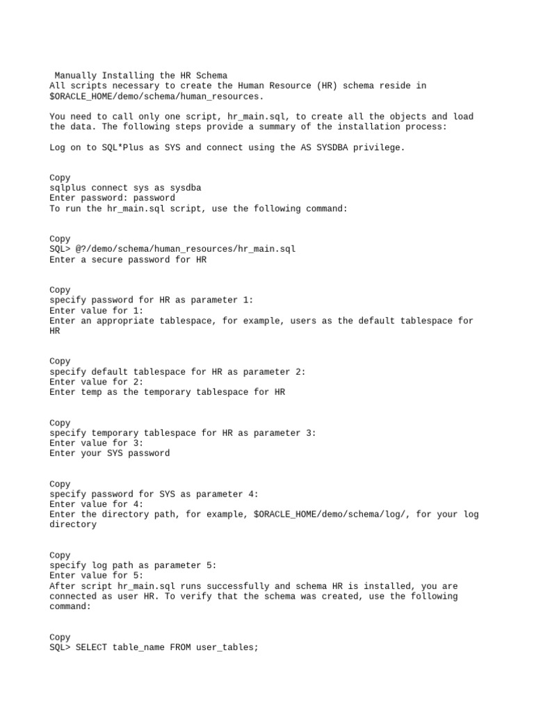 Installing the HR Schema | PDF | Database Schema | Zip (File Format)