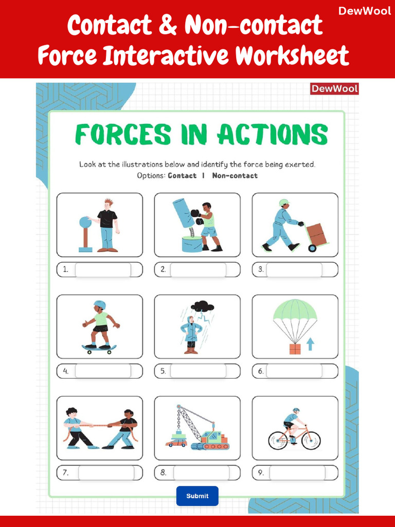 Interactive Worksheet on Forces | PDF