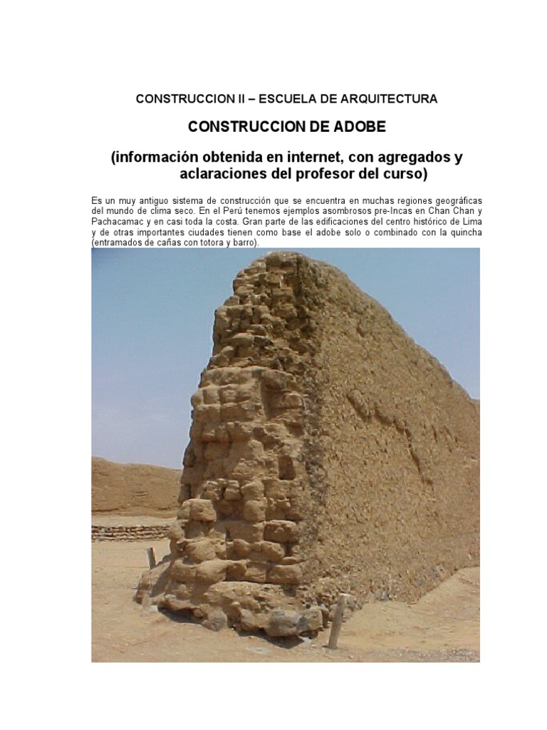 Detalles de Construcciòn Con Adobe | PDF | Materiales de construcción ...