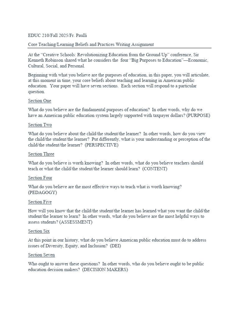 Core Teaching - Learning Beliefs Fall 2025 | PDF | Learning | Intelligence
