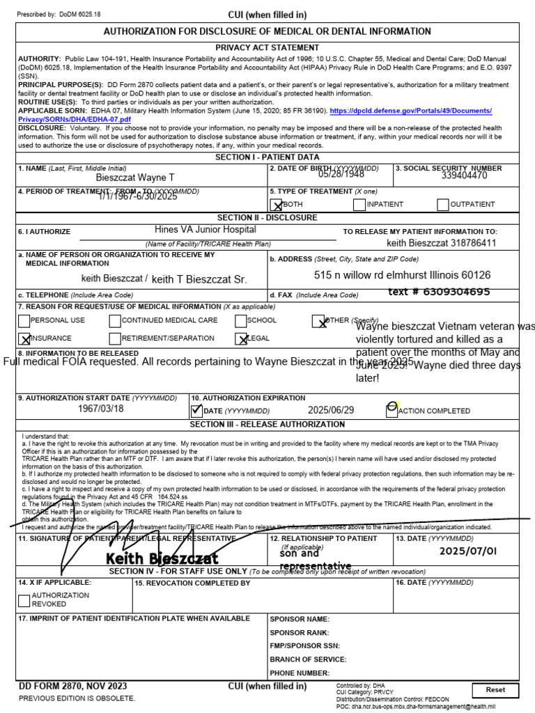 Wayne's Medical Records DD 2870 2023-2025 4 | PDF | Medical Record ...