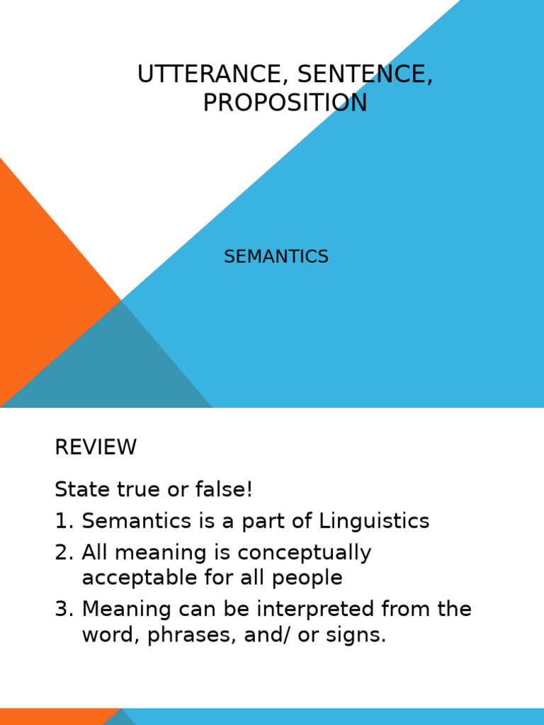Utterance, Sentence and Proposition | PDF