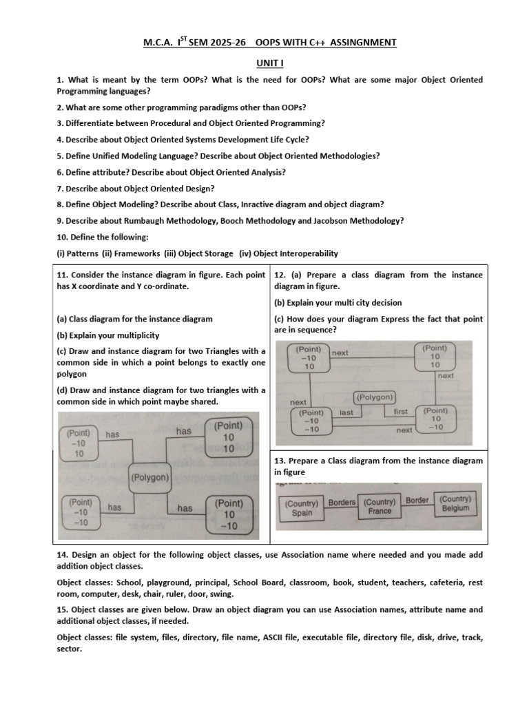 Paper 3 Mca I Sem Oops With C++ Assignment 2025-26 | PDF | Class (Computer Programming) | Object ...