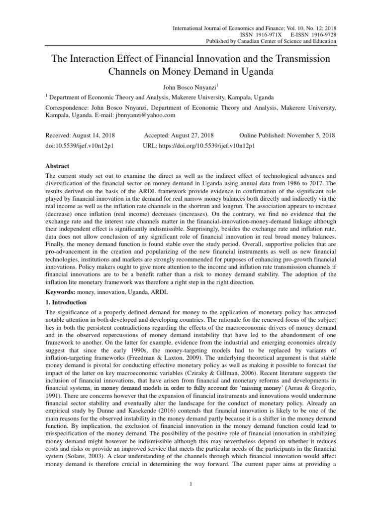 The Interaction Effect of Financial Ino | PDF | Demand For Money ...