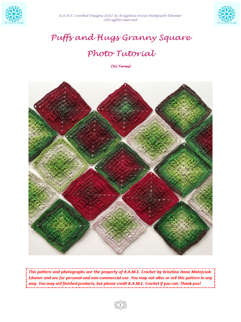 Puffs and Hugs Granny Square Tutorial | PDF | Crochet | Weaving