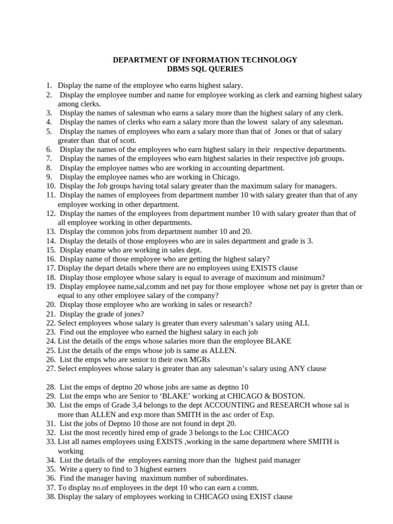 Sub Queries Pdf Salary Chess Theory