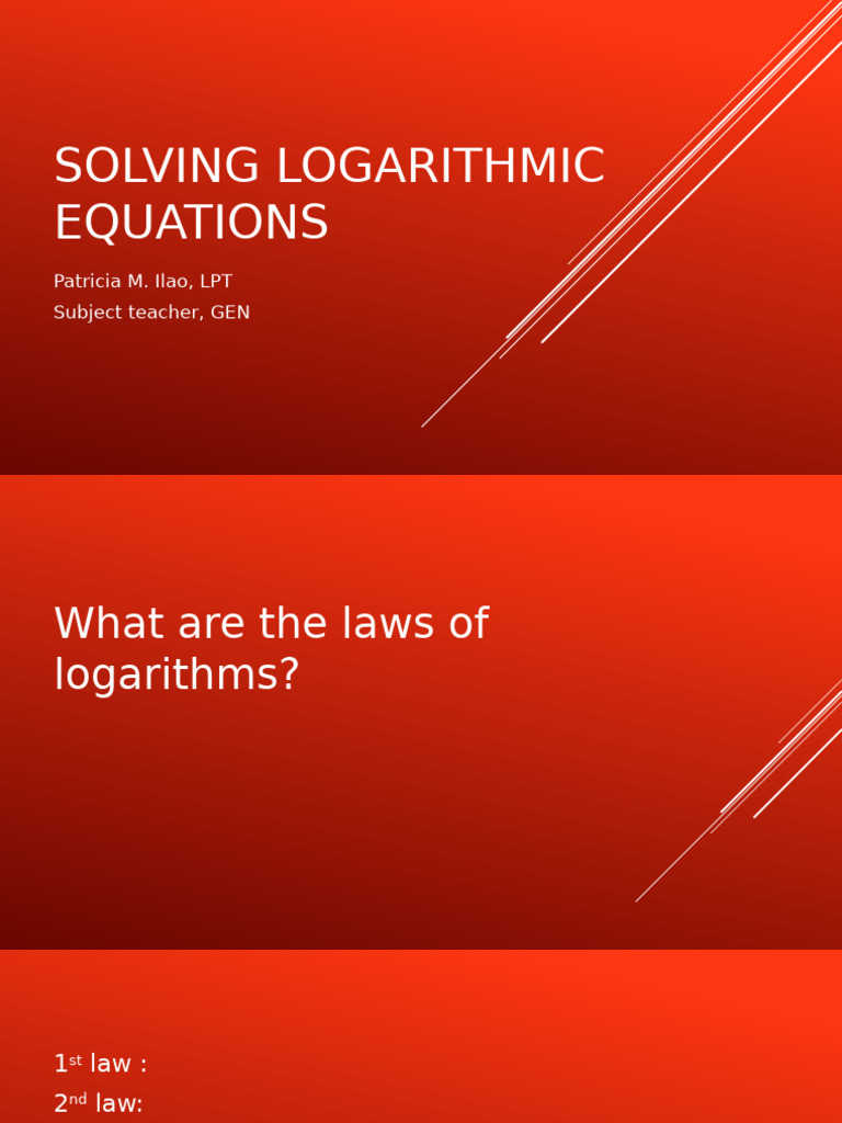 Solving Logarithmic Equations | PDF
