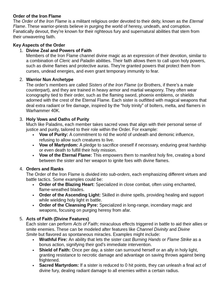 Order of the Iron Flame | PDF