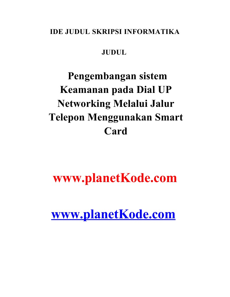 Contoh Skripsi Pengembangan Sistem Keamanan Pada Dial UP Networking ...