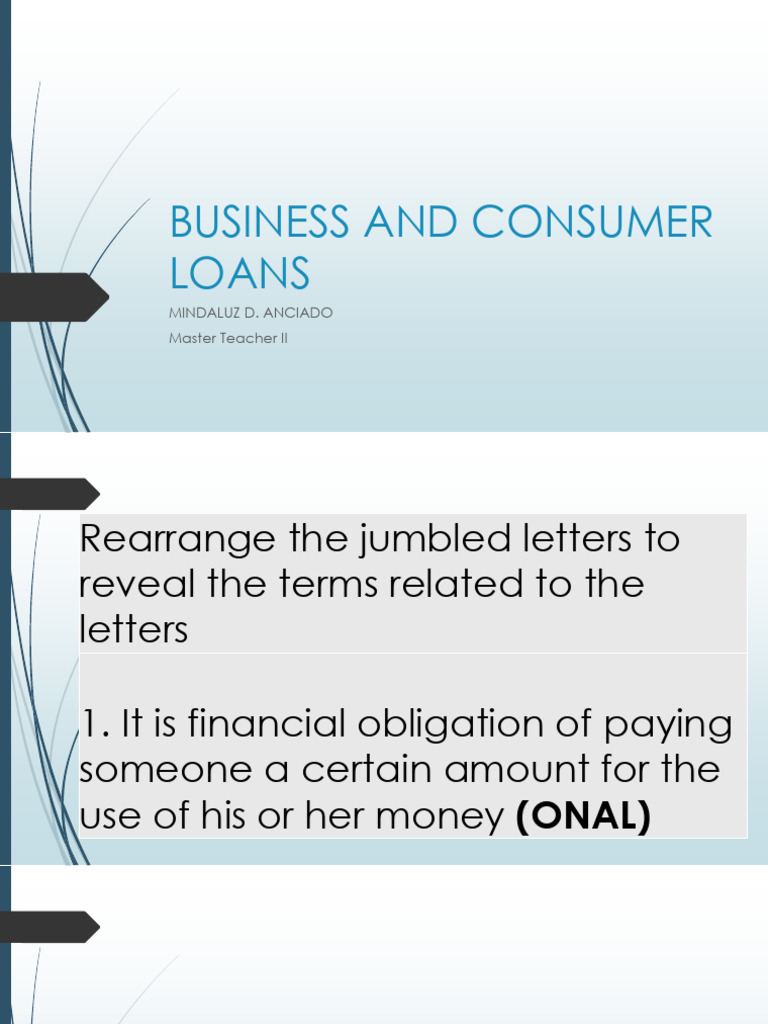 Understanding Business and Consumer Loans | PDF | Loans | Debt