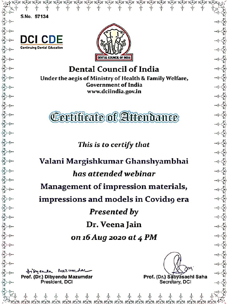 Dci Certificate | PDF