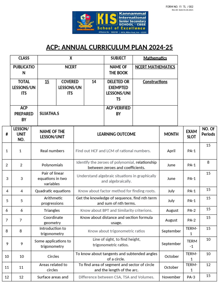 G10 ACP 2024-25 | PDF | Circle | Trigonometry