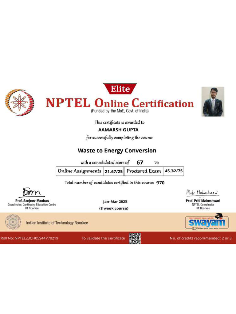 Waste-To-Energy Conversion Nptel Certificate | PDF
