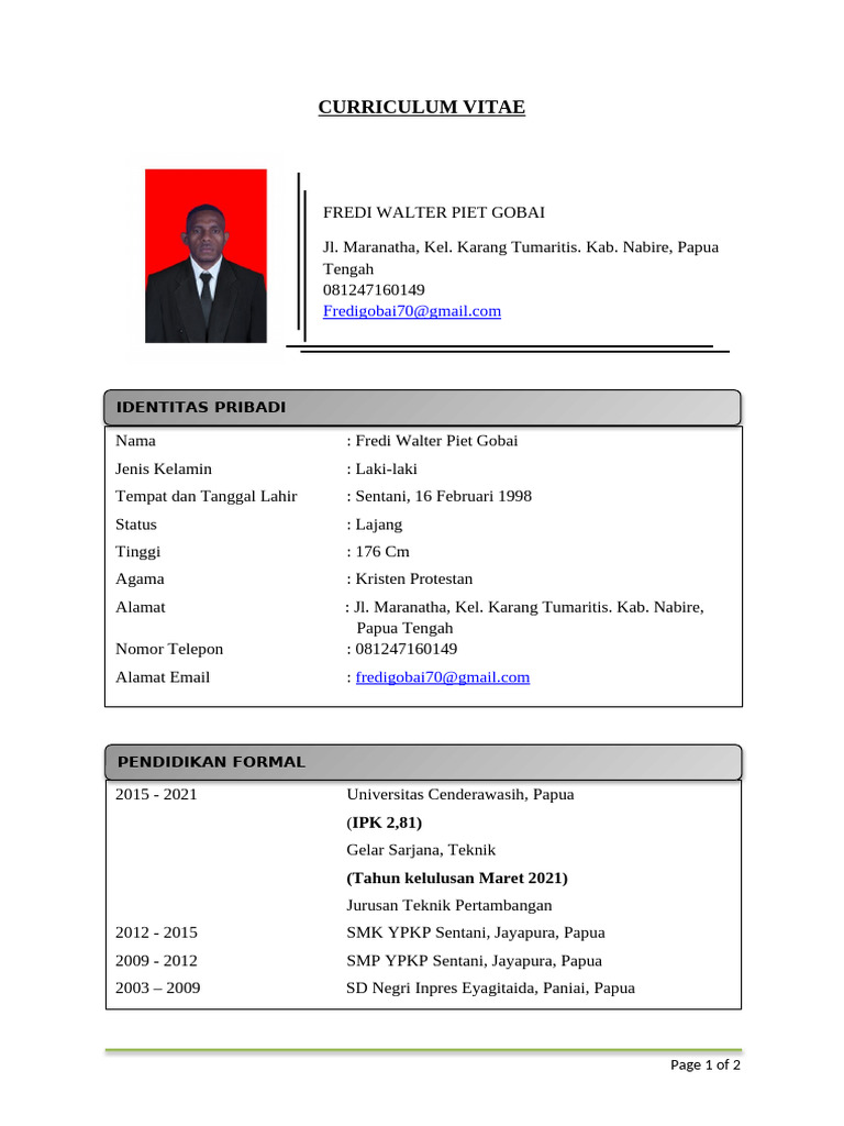 CV Fredi Gobai | PDF