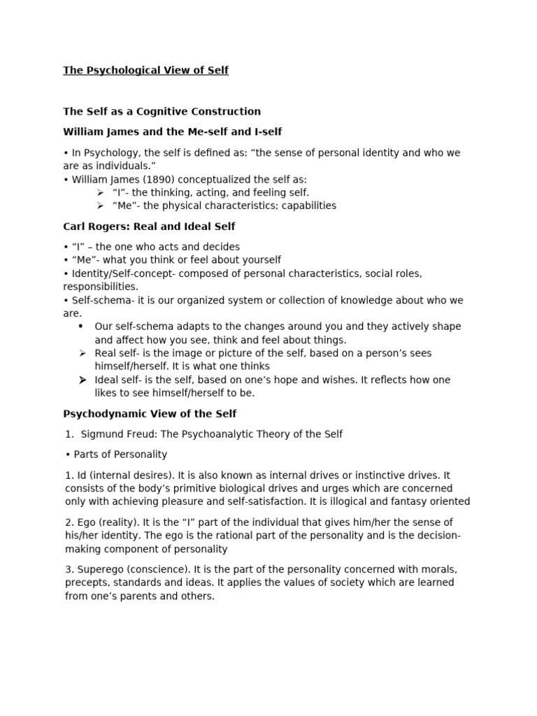 Understanding the Psychological Self | PDF